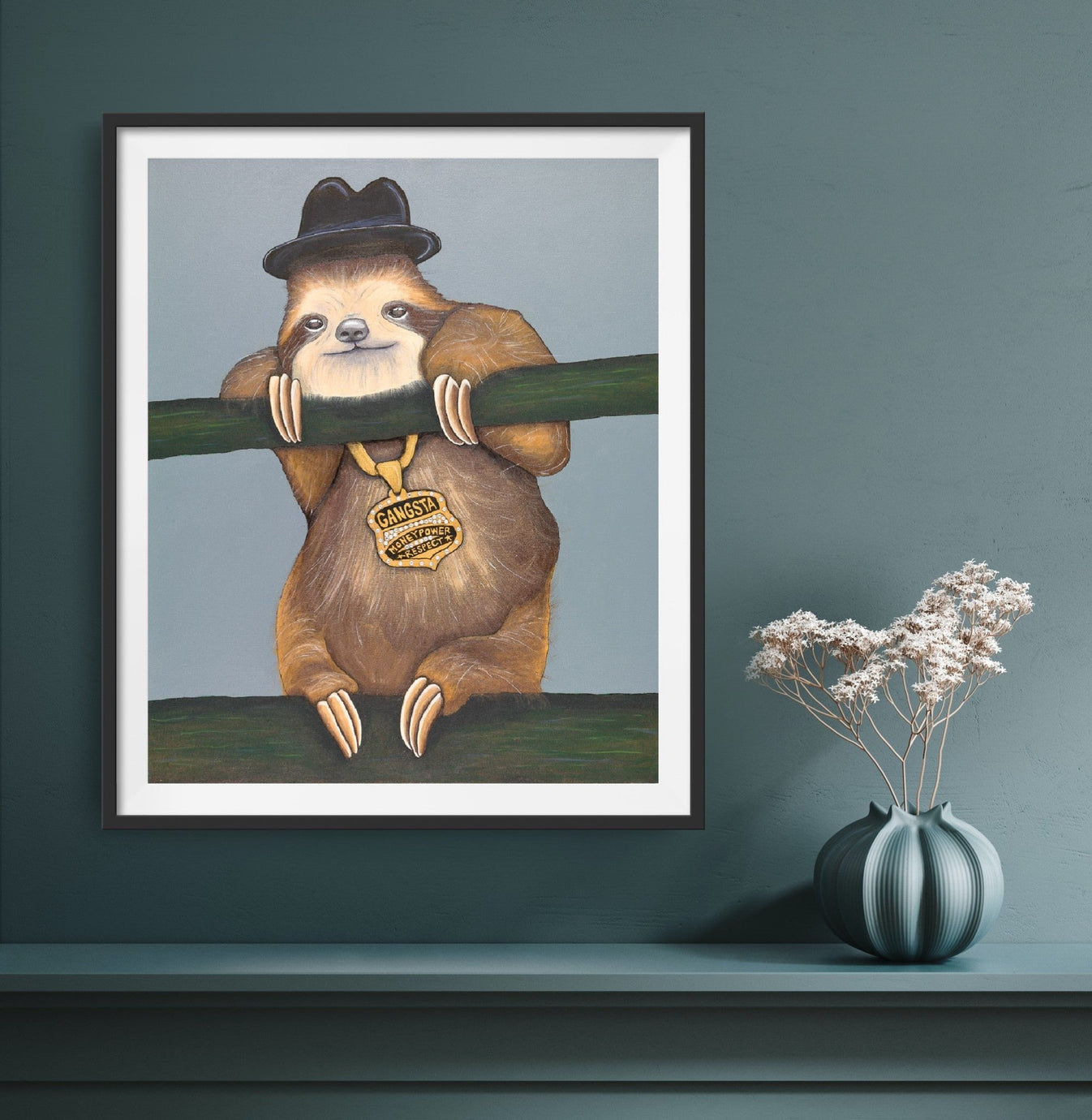 "Gangsta Sloth" velg størrelse – Art By Hamre