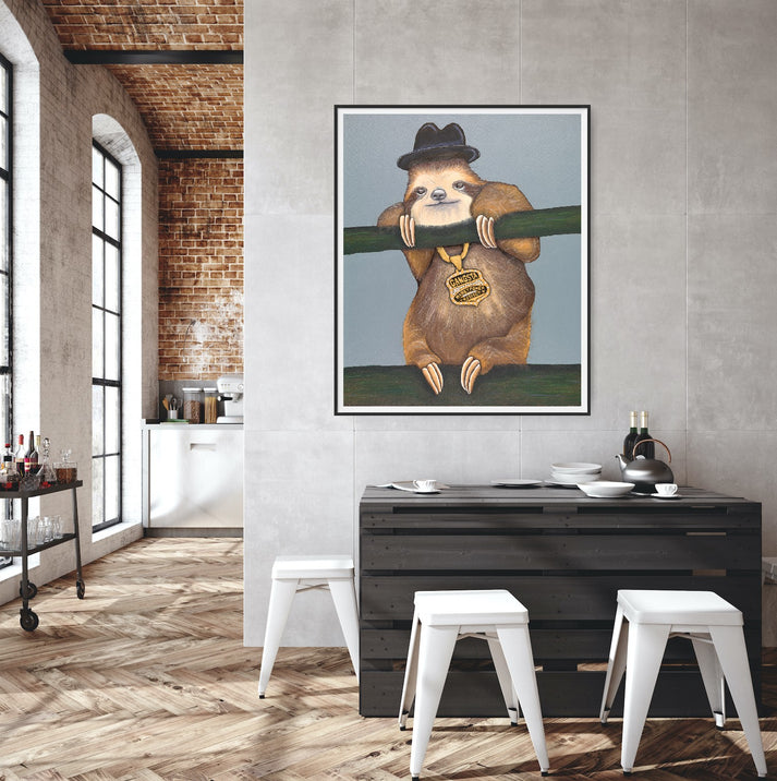 "Gangsta Sloth" velg størrelse – Art By Hamre